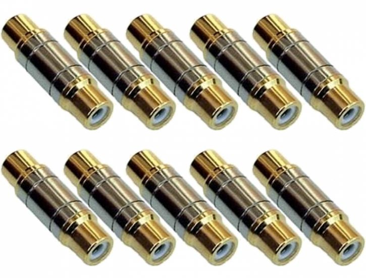 Female To Female RCA Phono Adapter (Gold Plated) x 10 — SpyCameraCCTV
