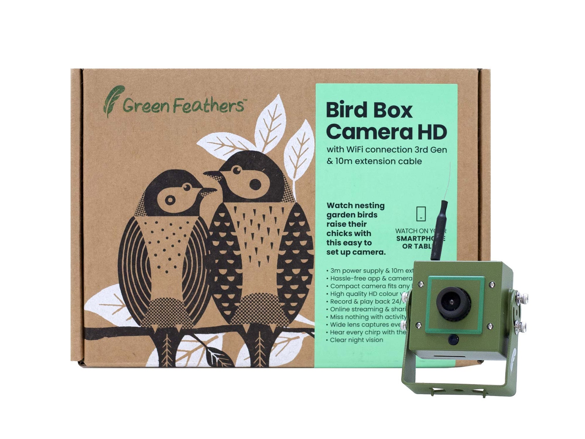 HD Bird Box Camera Kit 1080p WiFi - Complete Set | Green Feathers ...