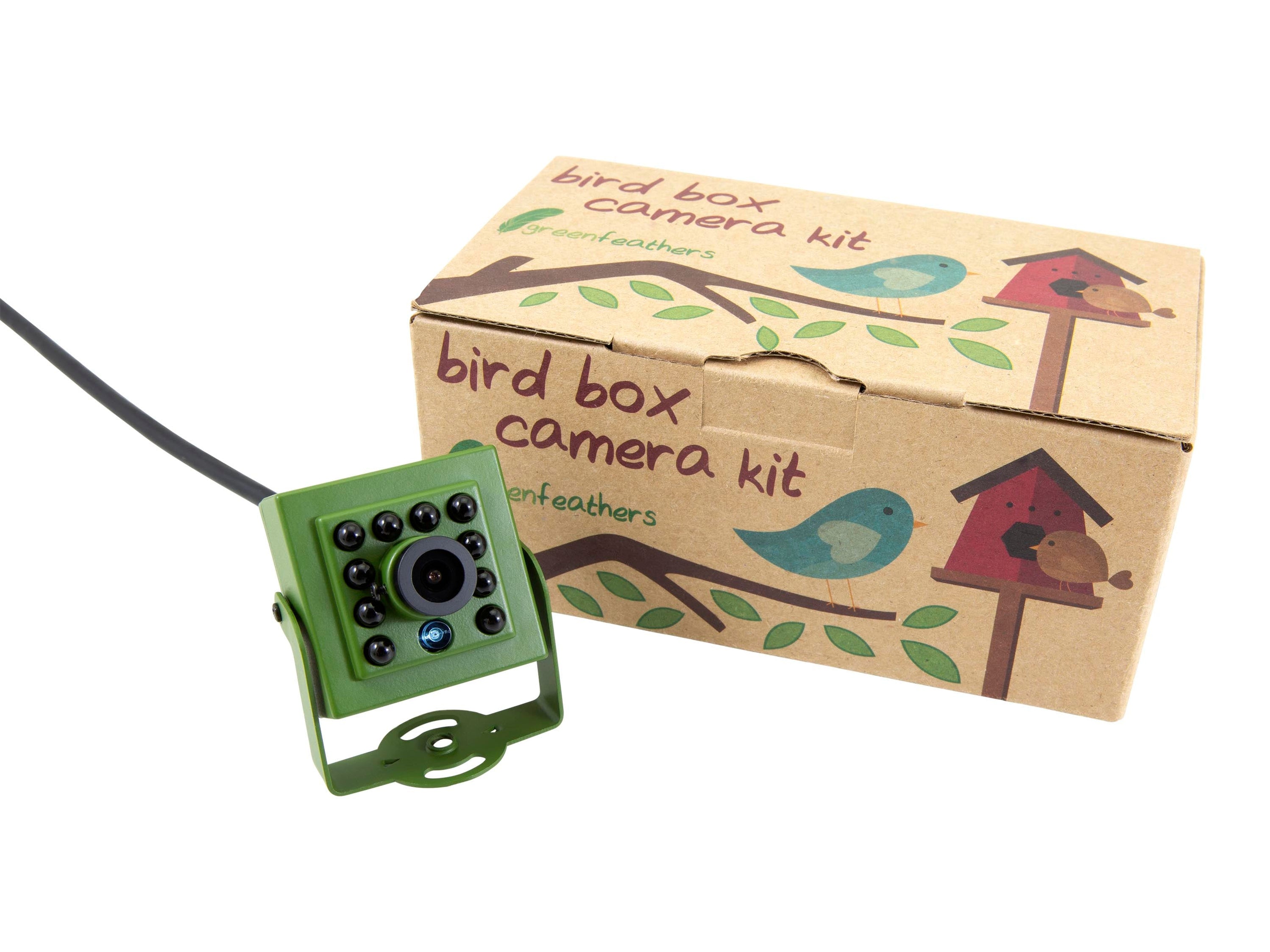 Complete Deluxe HD Wired Bird Box Camera Kit | Green Feathers ...